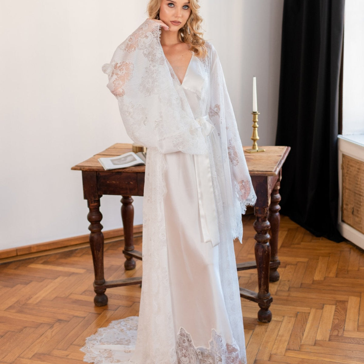Annabelle Robe and Nightgown Set – Silk & Lace – KÂfemme